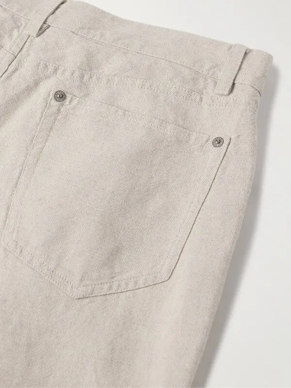 Mr P. Edward Straight-leg Linen And Cotton-blend Trousers - Neutrals