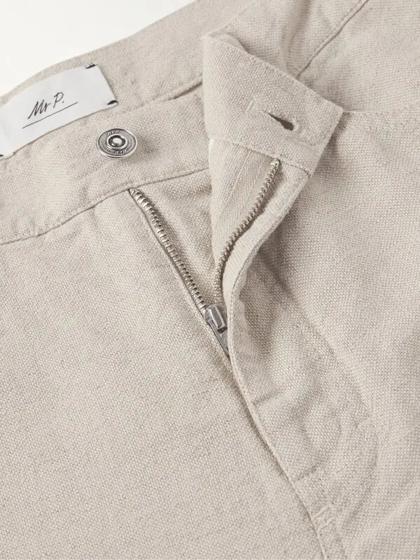 Mr P. Edward Straight-leg Linen And Cotton-blend Trousers - Neutrals