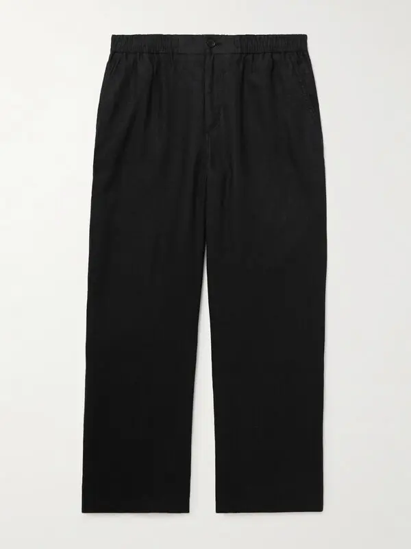 Mr P. Arthur Wide-leg Linen Trousers - Black