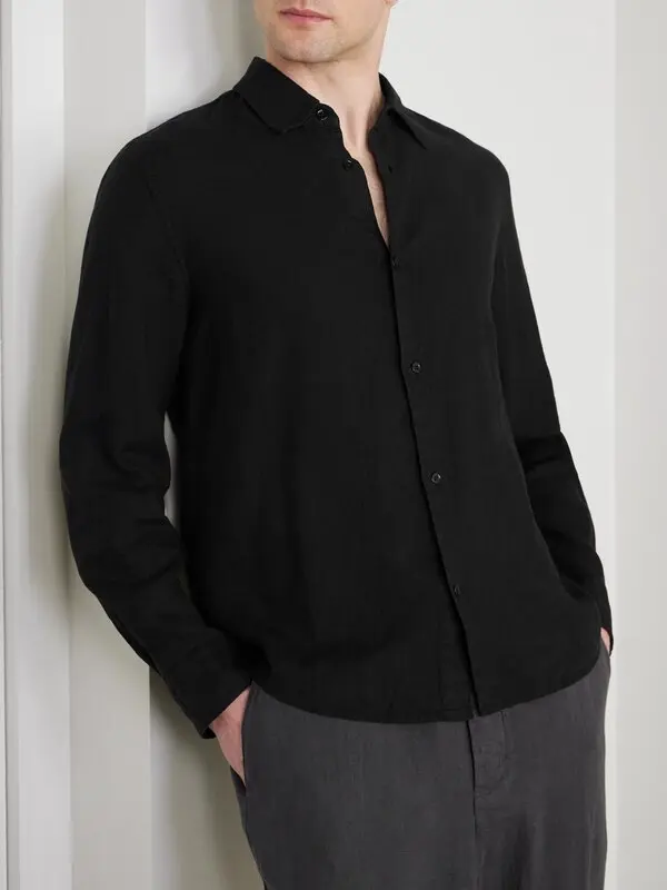 Mr P. Garment-dyed Linen Shirt - Black