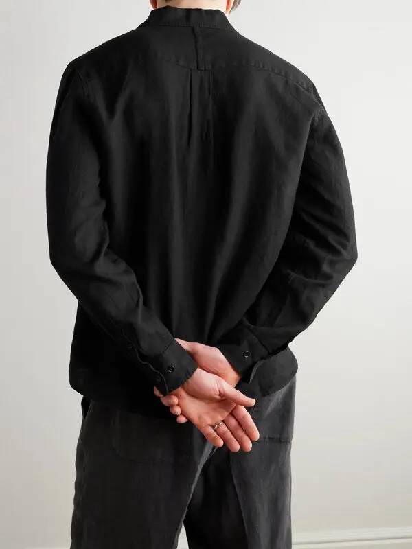 Mr P. Garment-dyed Linen Shirt - Black