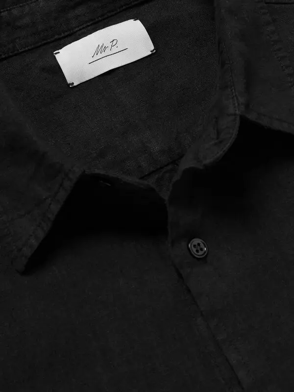 Mr P. Garment-dyed Linen Shirt - Black