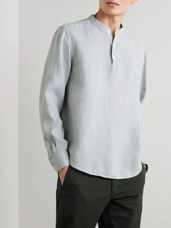 Mr P. Grandad-collar Linen Shirt