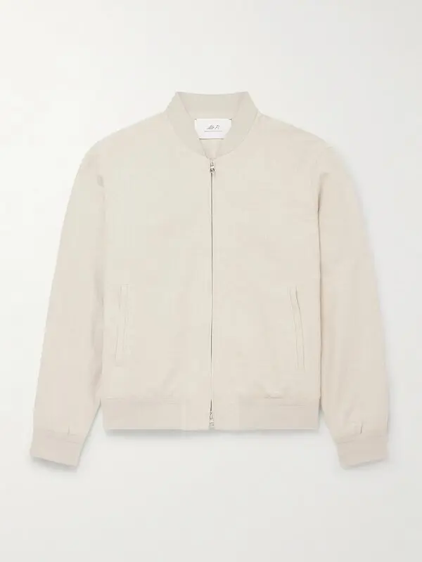 Mr P. Linen And Cotton-blend Bomber Jacket - Neutrals