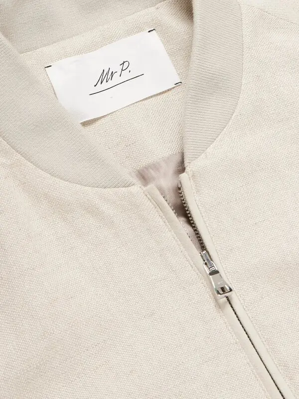 Mr P. Linen And Cotton-blend Bomber Jacket - Neutrals