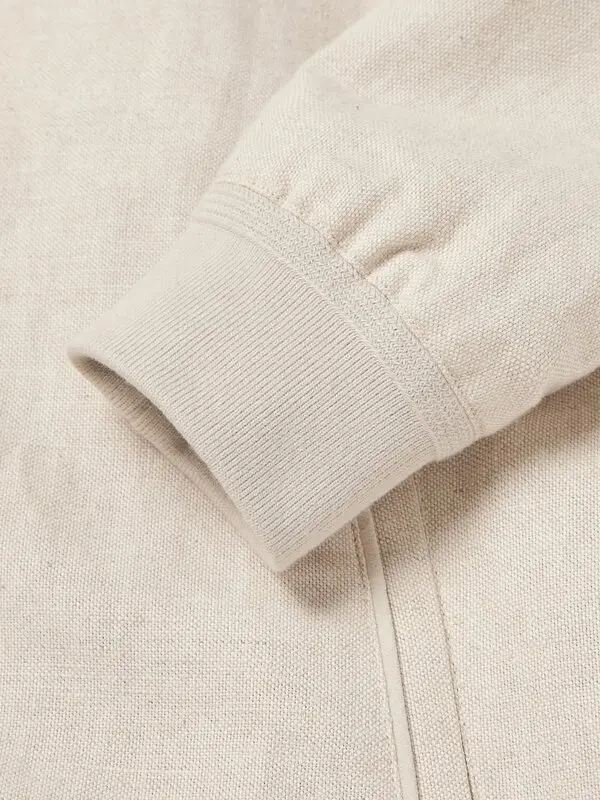 Mr P. Linen And Cotton-blend Bomber Jacket - Neutrals