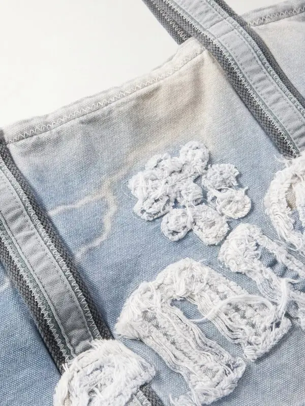 Erl Venice Logo-AppliquéD Denim Tote Bag In Blue - 50% Off 