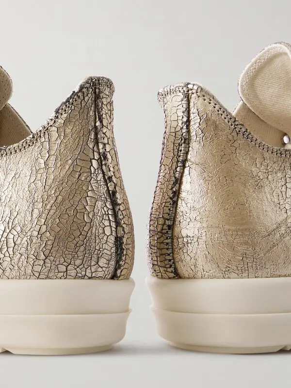 Rick Owens ゴールドバングル Rick Owens Metallic Coated Denim Sneakers In Gold - 50% Off