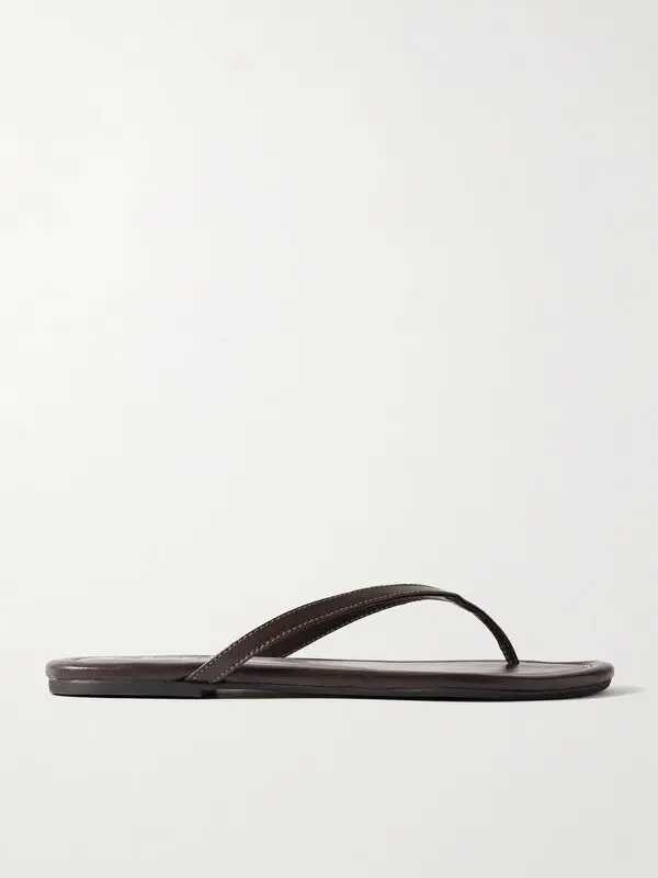 Staud Freja Leather Flip Flops - Brown