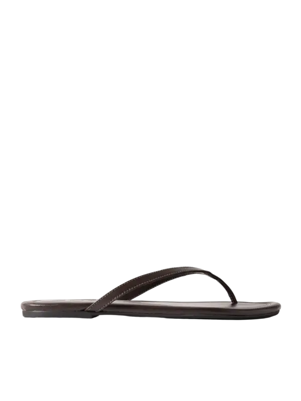 Staud Freja Leather Flip Flops - Brown