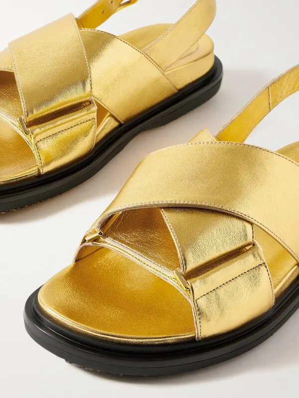 Marni Fussbett Metallic Leather Slingback Sandals - Gold
