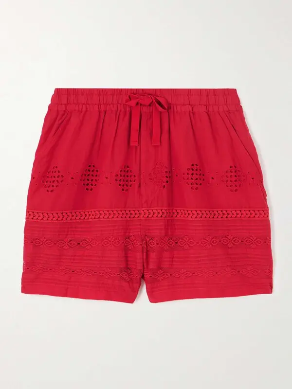 MARANT ETOILE Damina Crochet-trimmed Broderie Anglaise Organic Cotton-voile Shorts