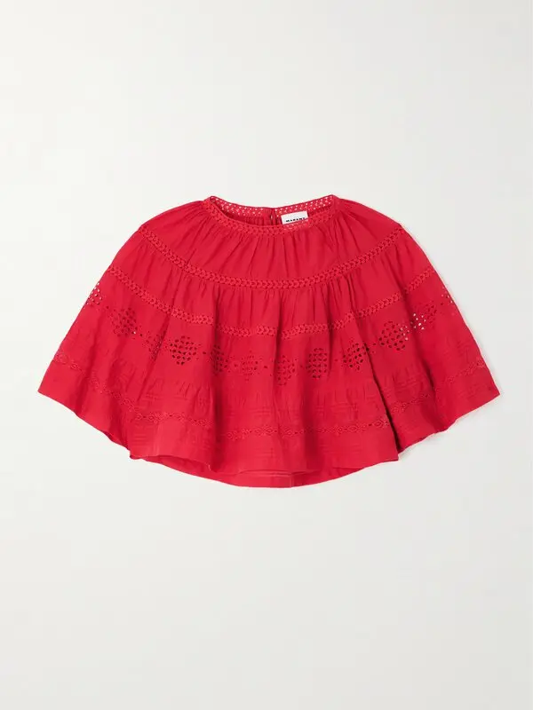 MARANT ETOILE Dilama Broderie Anglaise Blouse - Red