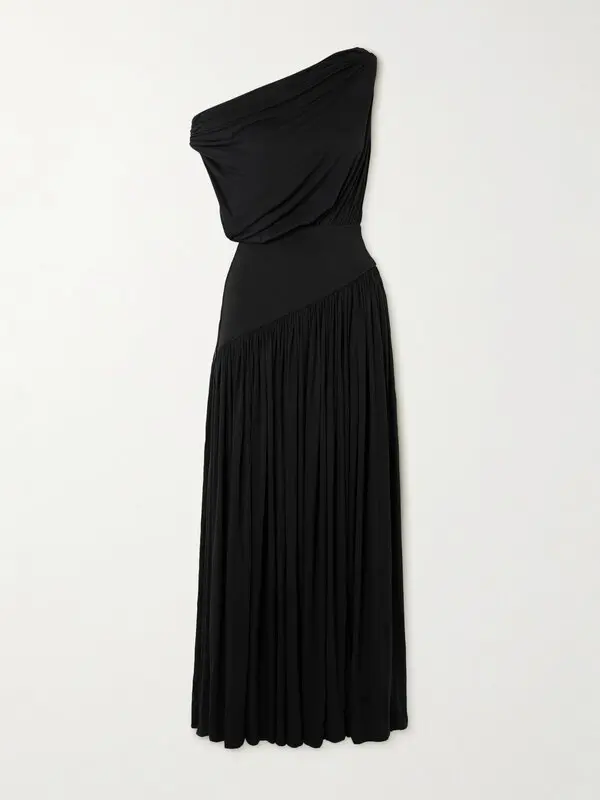 ABADIA Gwen One-shoulder Maxi Dress - Black