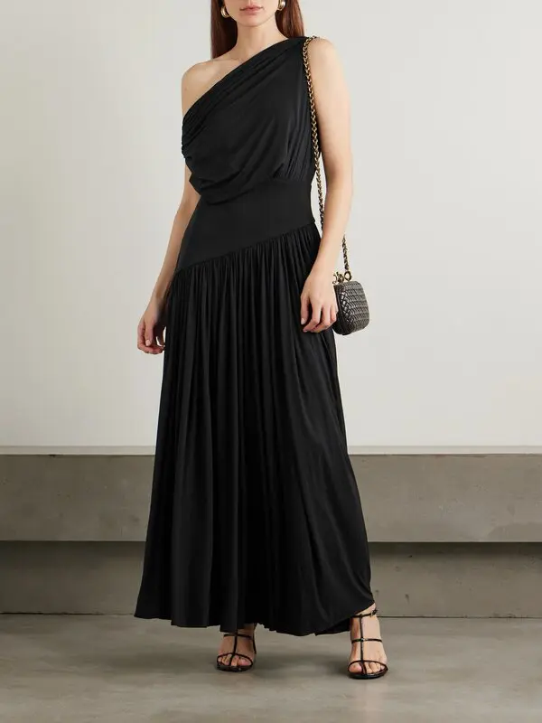 ABADIA Gwen One-shoulder Maxi Dress - Black
