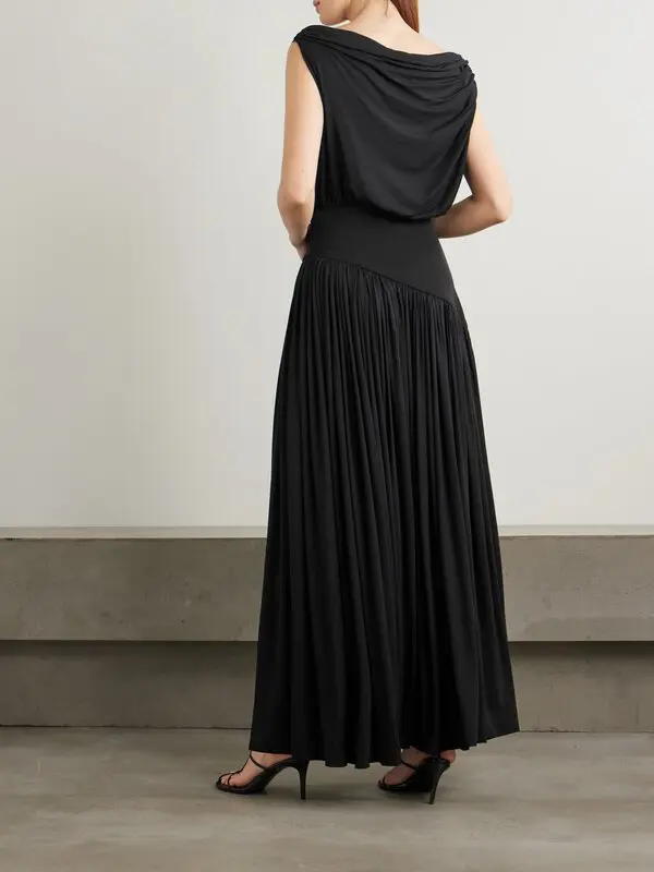 ABADIA Gwen One-shoulder Maxi Dress - Black