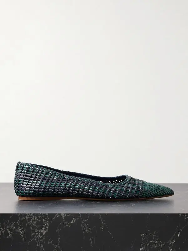 Gabriela Hearst Aurora Woven Leather Ballet Flats - Blue