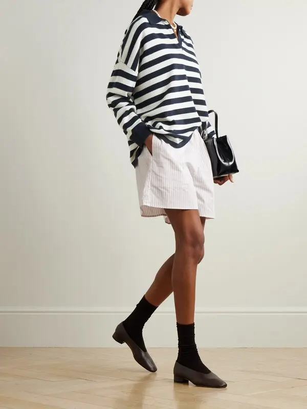 Arch4 Victoria Striped Cashmere Polo Sweater - Blue