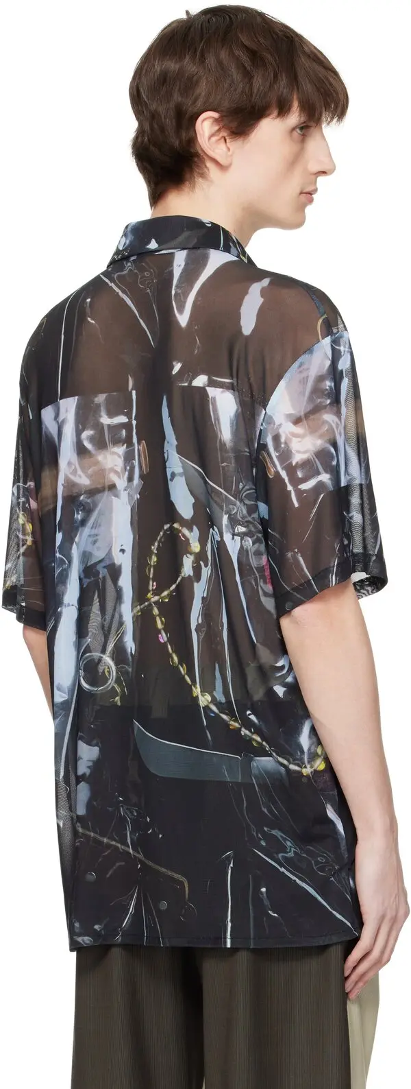 Serapis Blue & Black Sougiades Grid Mesh Shirt - Print