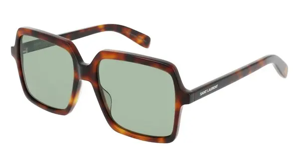 Saint Laurent Square Frame Sunglasses - Havana/green (sl174