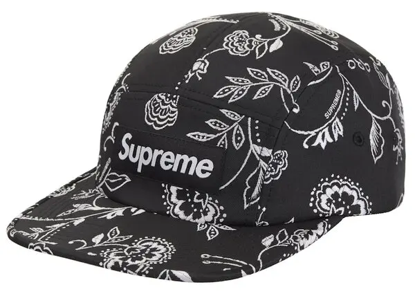 Supreme Floral Jacquard Camp Cap - Black