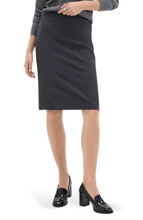 Theory Trace Slim Fit Stretch Wool Skirt - Charcoal Melange