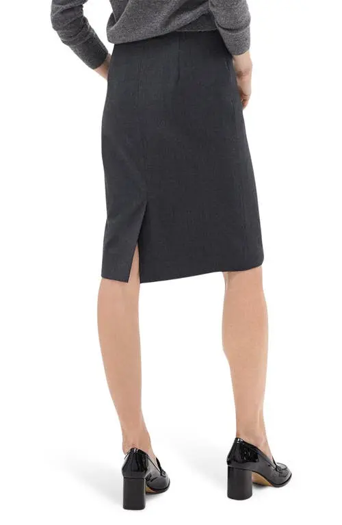 Theory Trace Slim Fit Stretch Wool Skirt - Charcoal Melange