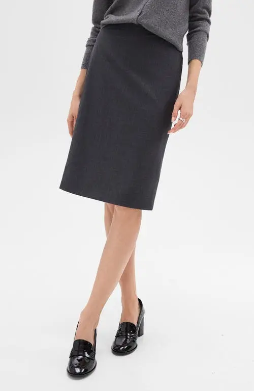 Theory Trace Slim Fit Stretch Wool Skirt - Charcoal Melange