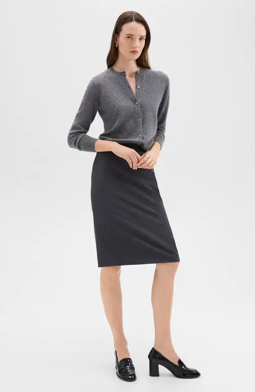 Theory Trace Slim Fit Stretch Wool Skirt - Charcoal Melange