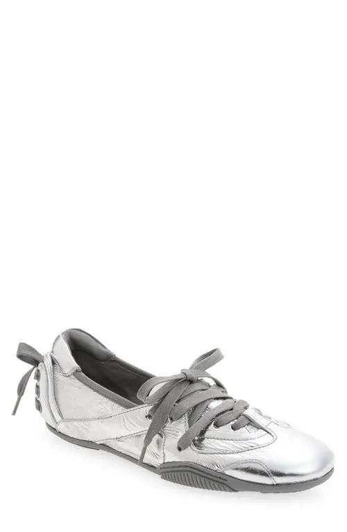 Acne Studios Bilaria Metallic Leather Sneakers - Silver/grey