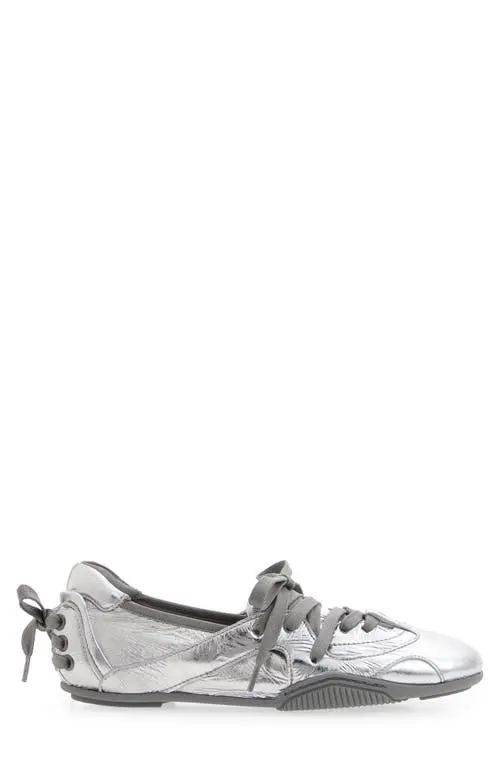 Acne Studios Bilaria Metallic Leather Sneakers - Silver/grey