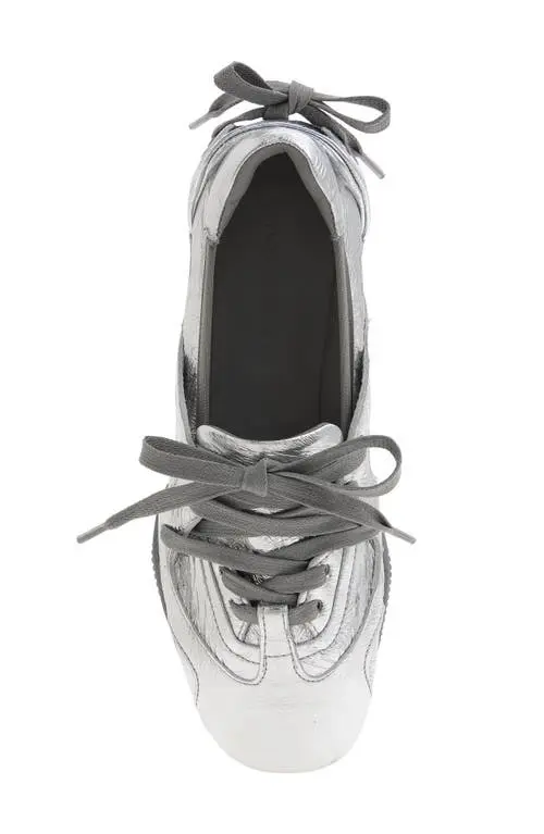 Acne Studios Bilaria Metallic Leather Sneakers - Silver/grey