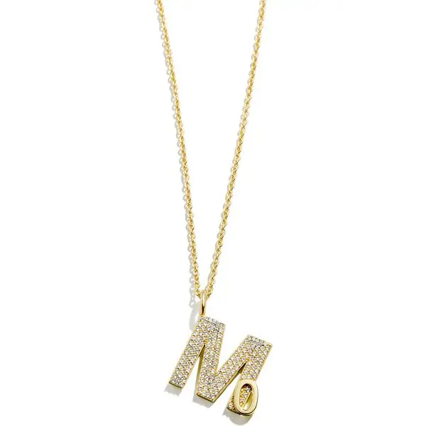 Baublebar Custom Double Initial Pavé Pendant Necklace - Clear/gold
