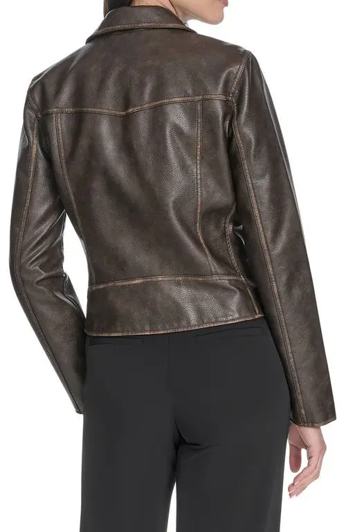LEVI'S Essential Faux Leather Moto Jacket - Brown