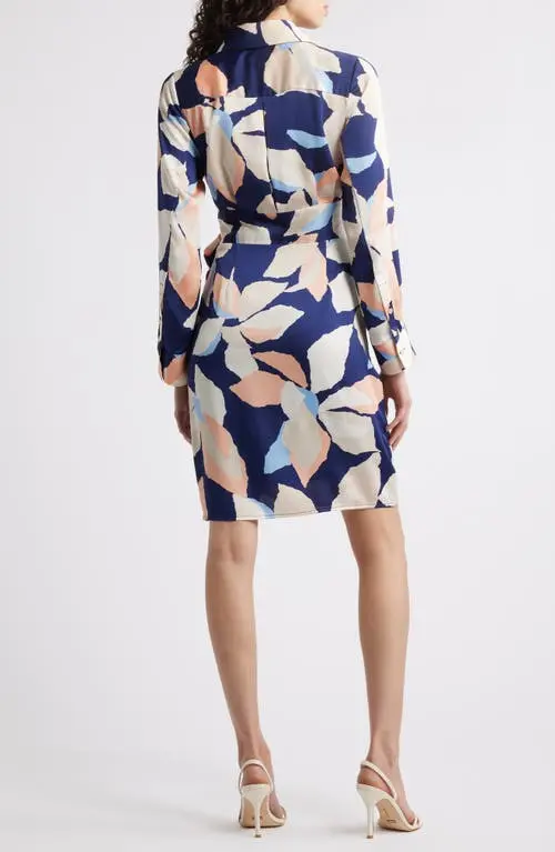 TAHARI ASL Print Tie Waist Dress
