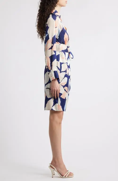 TAHARI ASL Print Tie Waist Dress