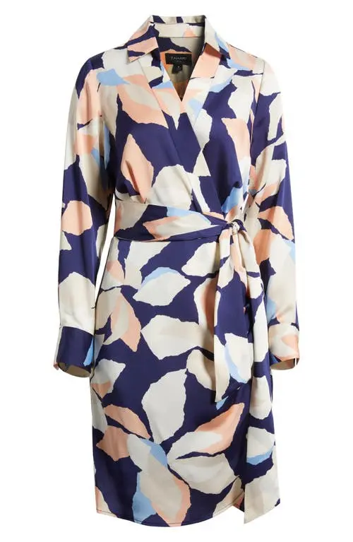 TAHARI ASL Print Tie Waist Dress
