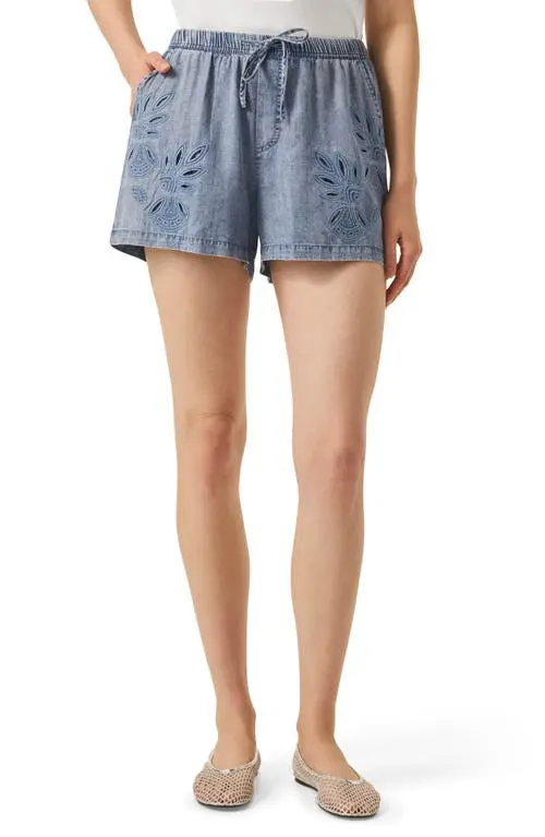 Splendid Cayden Embroidered Chambray Drawstring Shorts