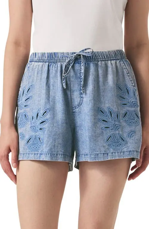 Splendid Cayden Embroidered Chambray Drawstring Shorts