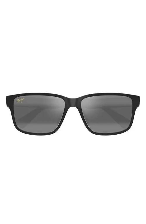 Maui Jim 58mm Rectangular Sunglasses - Matte Black/ Neutral Grey