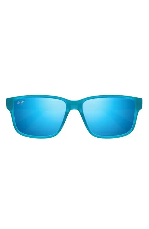 Maui Jim 58mm Rectangular Sunglasses - Matte Trans Blue/ Blue Hawaii