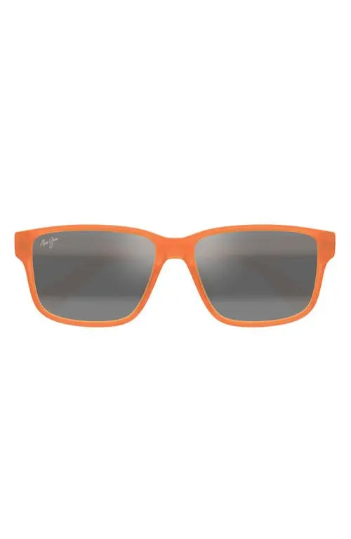 Maui Jim 58mm Rectangular Sunglasses - Matte Transparent Orange Grey