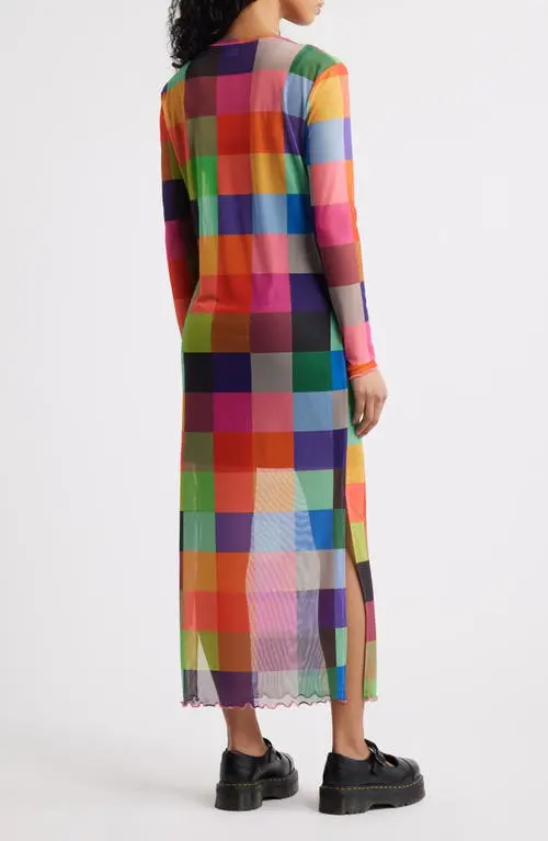 DRESSED IN LALA Long Sleeve Mesh Midi Dress