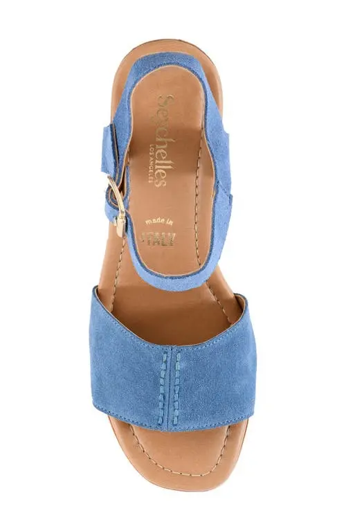 Seychelles City Scape Platform Sandal - Blue