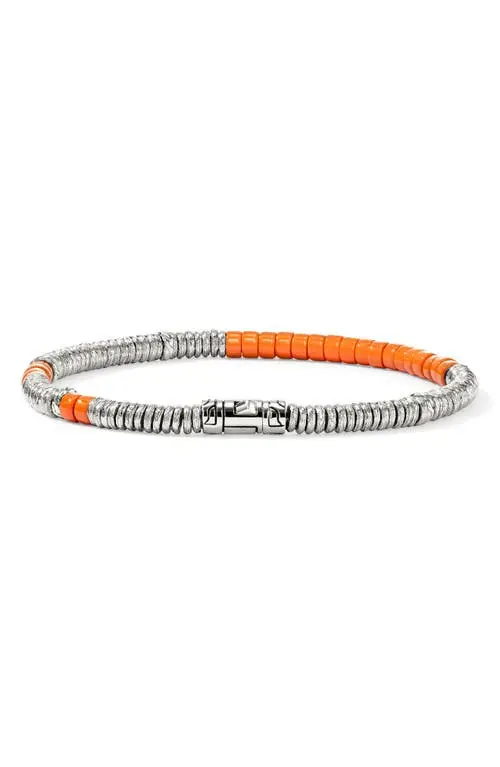 John Hardy Sterling Silver Heishi Bracelet - Silver/ Orange