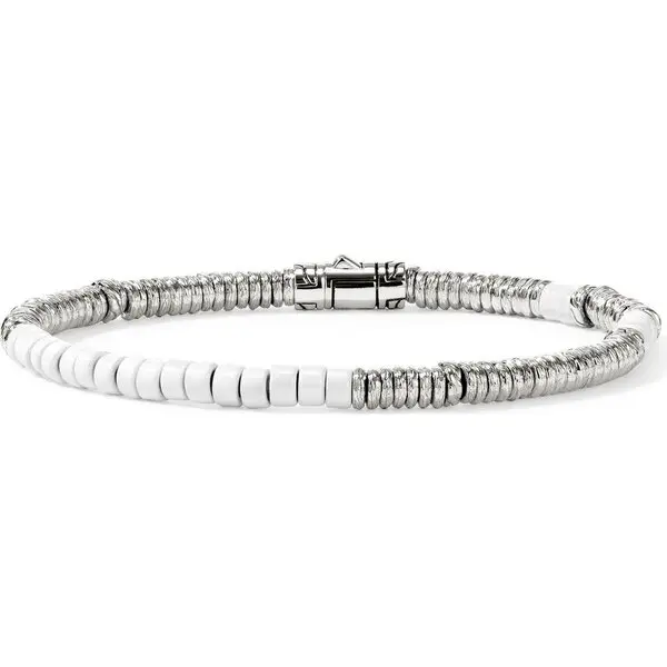 John Hardy Sterling Silver Heishi Bracelet - Silver/ White