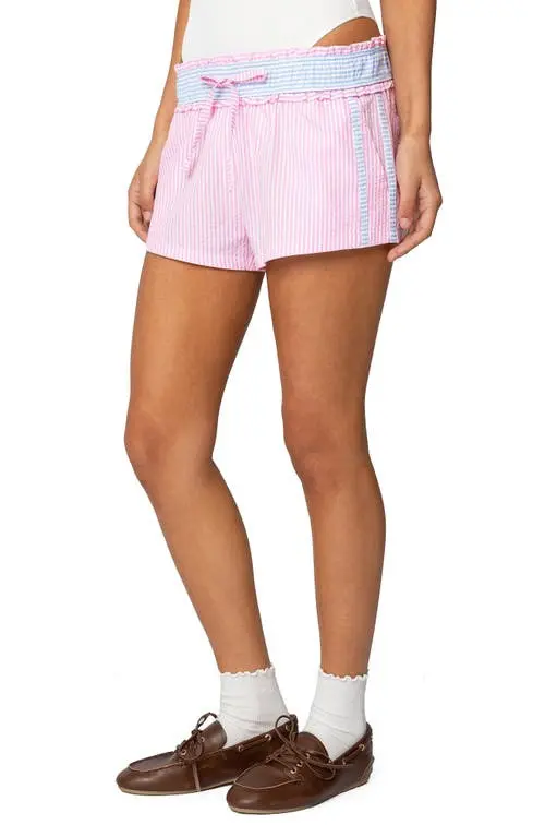 EDIKTED Baylee Striped Seersucker Shorts