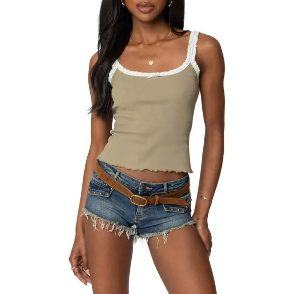 EDIKTED Teagan Rib Camisole - Olive