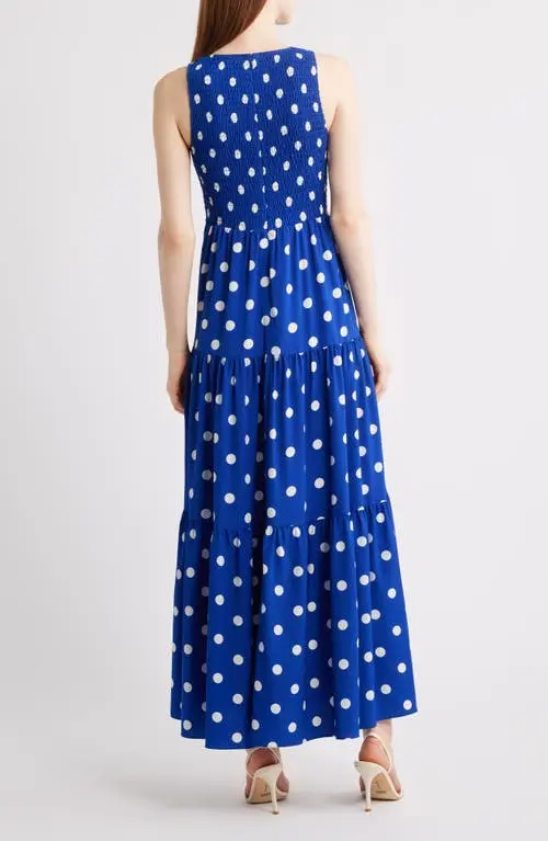 anne klein blue and white dress Anne Klein Surplice Midi Dress, 0 / Blue main image 1