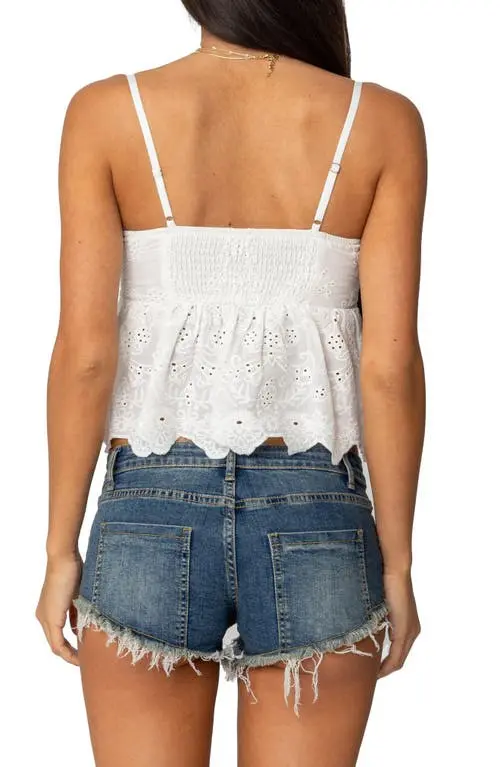 EDIKTED Emme Eyelet Cotton Babydoll Camisole - White